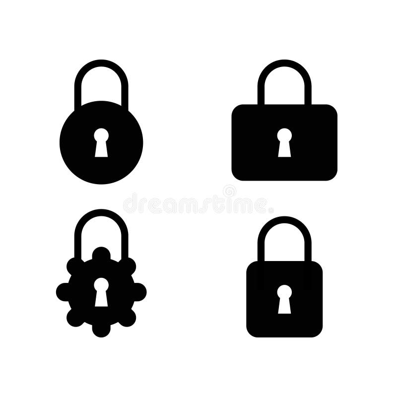 Vector Design Illustration Set of Padlock. Padlock Icon Pack. Black ...
