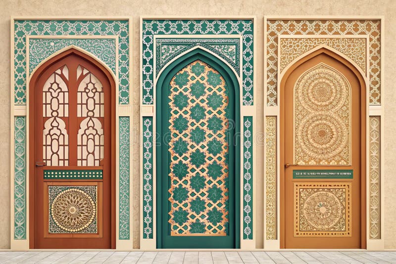 Flat Style Vector Design of Islamic Shape Window Door Frames Stock ...
