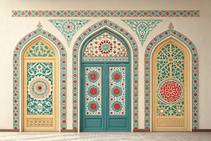 Flat Style Vector Design of Islamic Shape Window Door Frames Stock ...