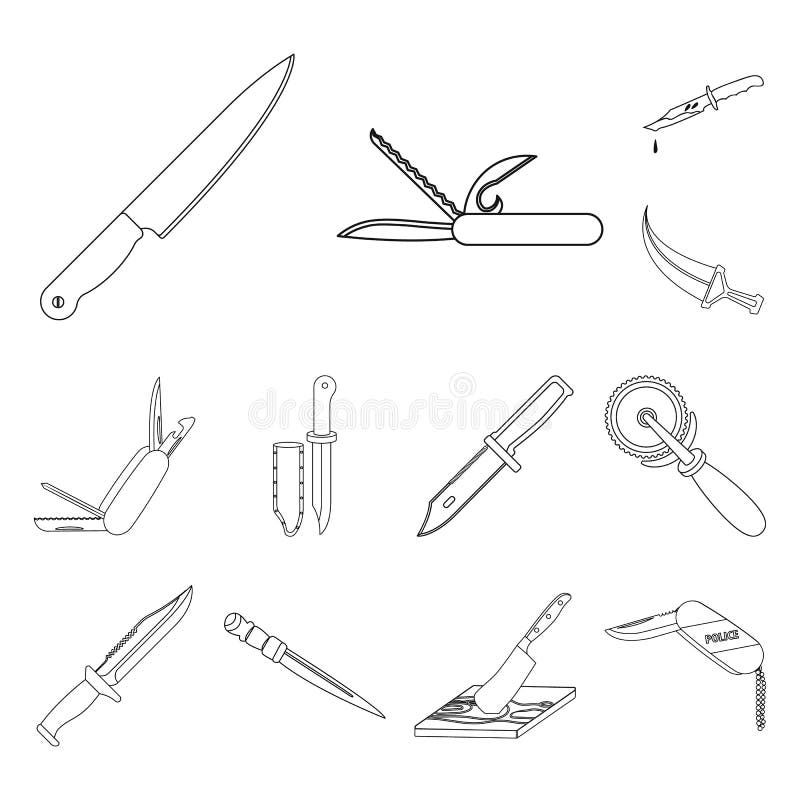 Isolated Object of Knife and Cut Icon. Set of Knife and Flat Vector ...