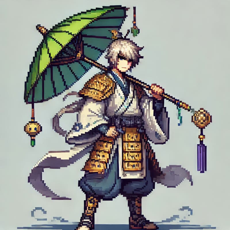 Vector Design of Knight Carrying an Umbrella in Chinese War Costume ...