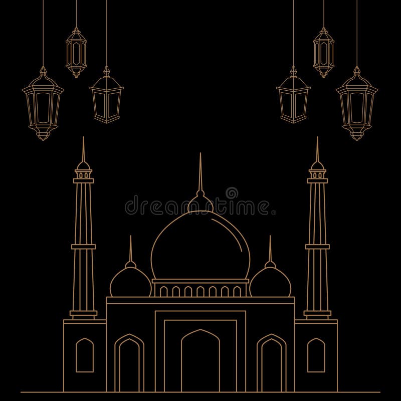 Outline Mosque Vector Icon. Isolated Black Simple Line Element ...