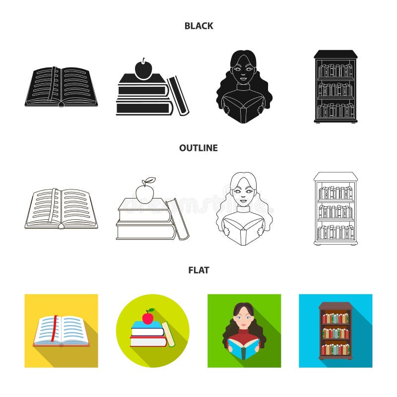 Vector Design of Library and Textbook Logo. Set of Library and School ...