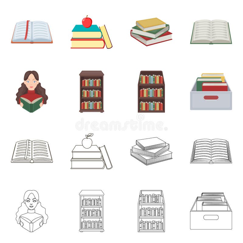Vector Design of Library and Textbook Symbol. Set of Library and School ...