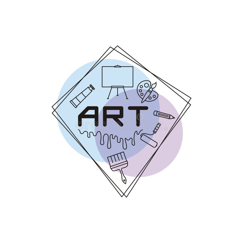 Vector Design Logo for Art in Simple Modern Style with Line Crafts ...