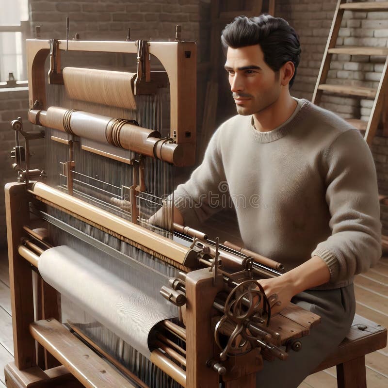 Vector Design of a Man Weaving Cloth Stock Photo - Image of design ...