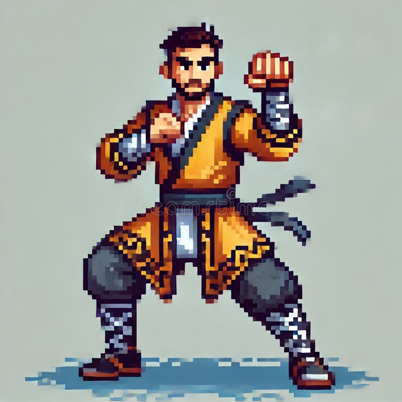 Vector Design of a Martial Arts Man ,pixel Art Stock Illustration ...