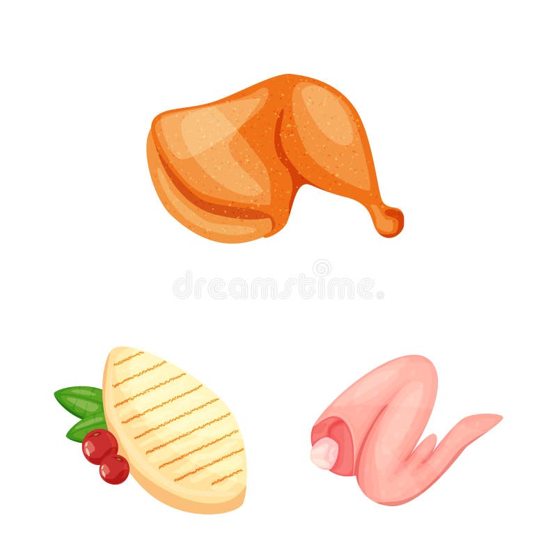 Isolated Object of Meat and Raw Symbol. Collection of Meat and Grilled ...