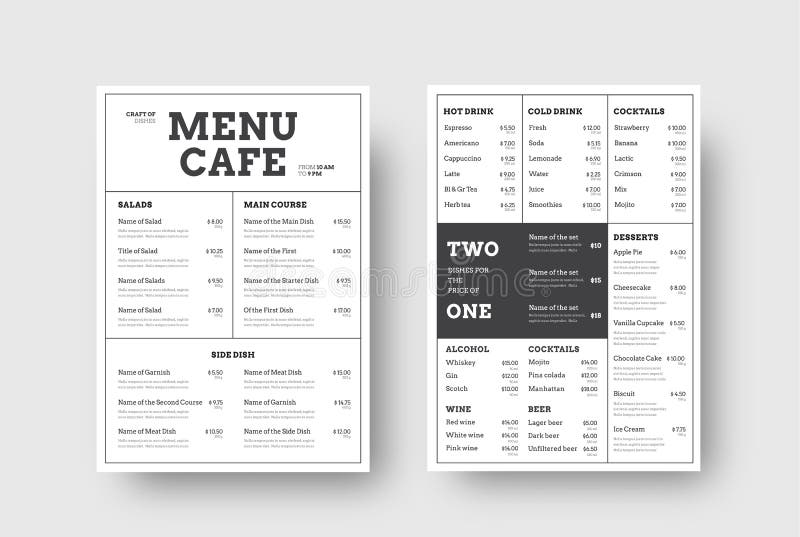 Vector Design Menu for Cafes and Restaurants with the Division I Stock ...