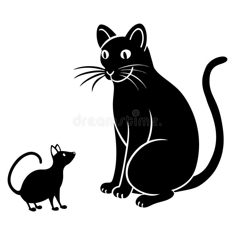 Vector Design of Mouse and Cat Stock Illustration - Illustration of ...