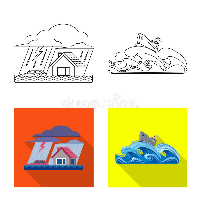 Vector Illustration of Natural and Disaster Logo. Set of Natural and ...