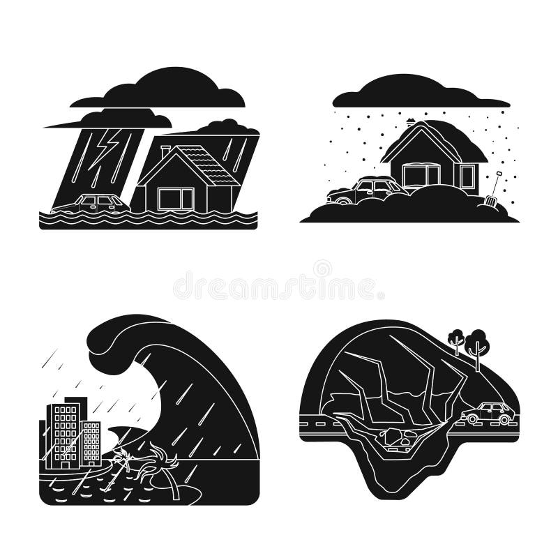 Vector Design of Natural and Disaster Icon. Set of Natural and Risk ...