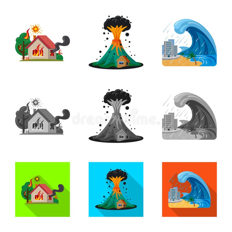 Isolated Object of Natural and Disaster Icon. Collection of Natural and ...