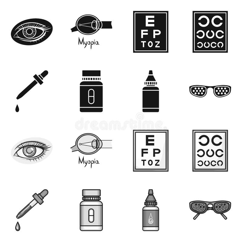 Vector Design of Optometry and Medicine Icon. Set of Optometry and ...