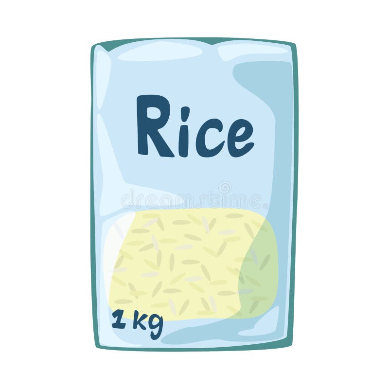 Vector Design of Packet and Rice Sign. Collection of Packet and White ...