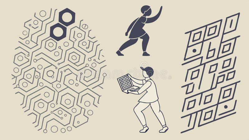 Abstract Running Man Form Lines and Triangles, Point Connecting Network ...