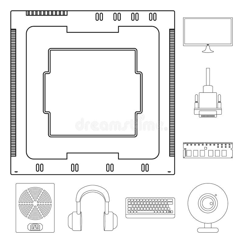 Isolated Object of Pc and Component Logo. Set of Pc and Technology ...