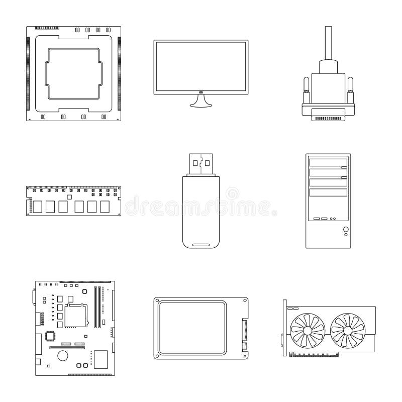 Vector Design of Pc and Component Icon. Set of Pc and Technology Stock ...