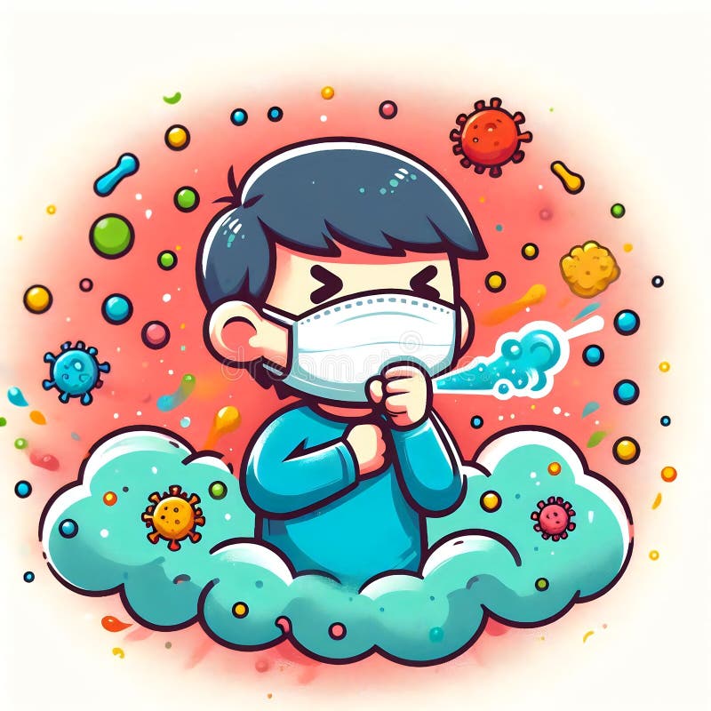 Vector Design of a Person Wearing a Mask and Coughing with an Image of ...