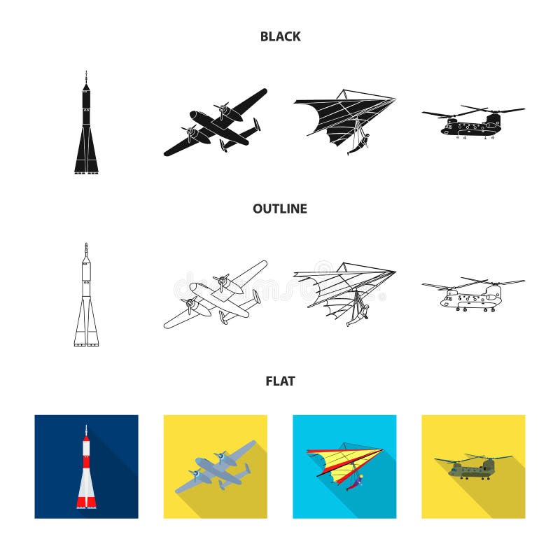 Isolated Object of Plane and Transport Icon. Collection of Plane and ...