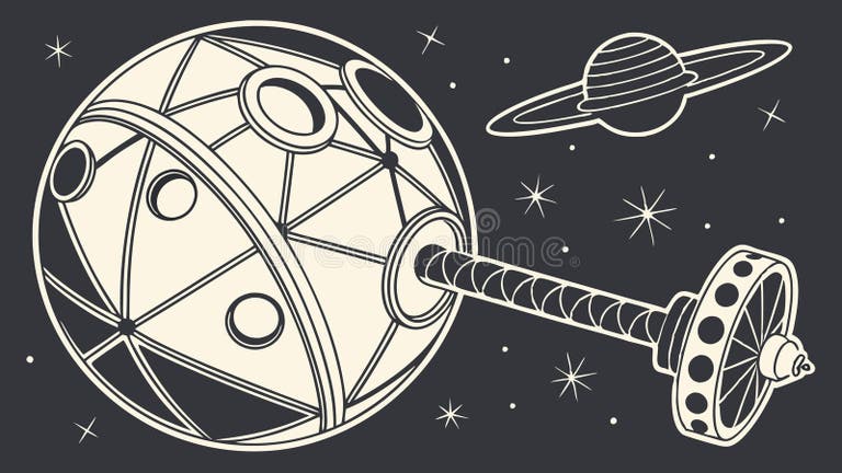 Planet Satellite System, Vector Design Space Exploration Art. Vector ...