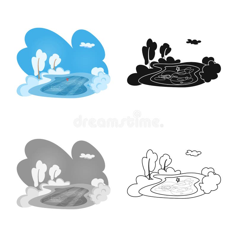 Vector Design of Pond and Ice Icon. Set of Pond and Winter Vector Icon ...