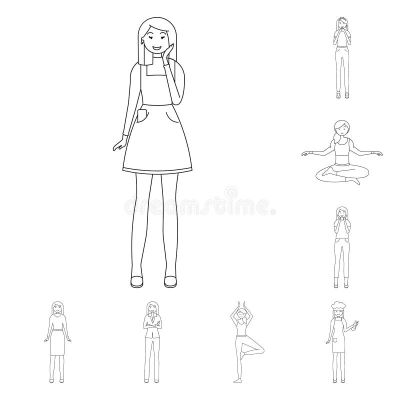 Vector Design of Posture and Mood Icon. Set of Posture and Female Stock ...