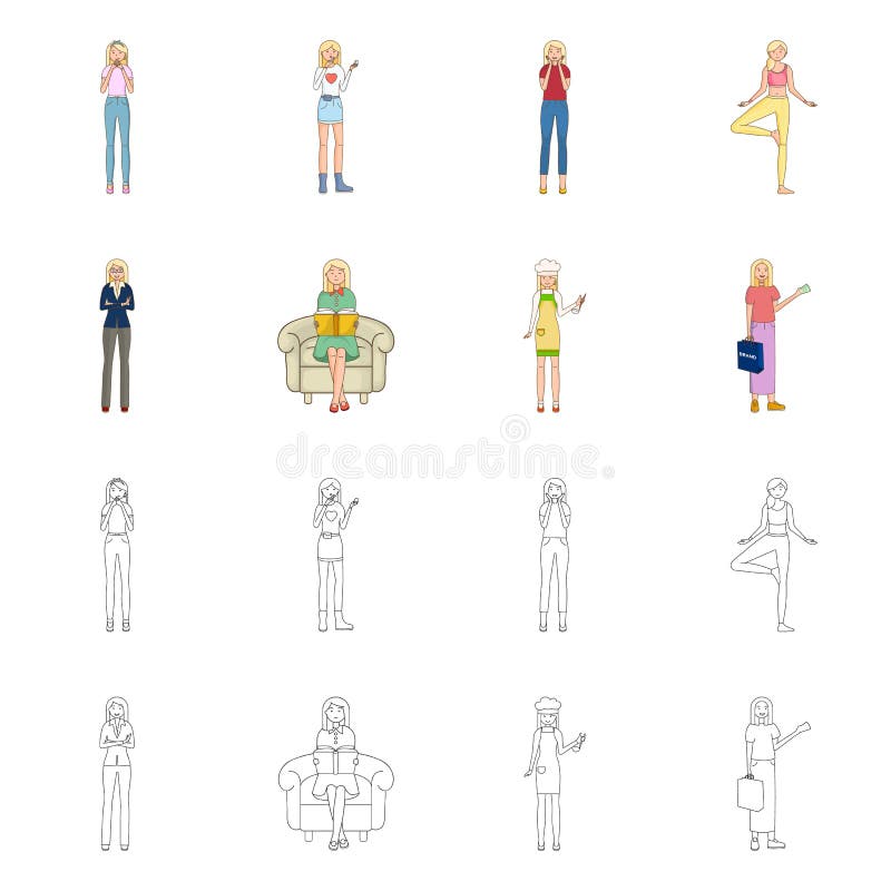 Vector Design of Posture and Mood Sign. Collection of Posture and ...