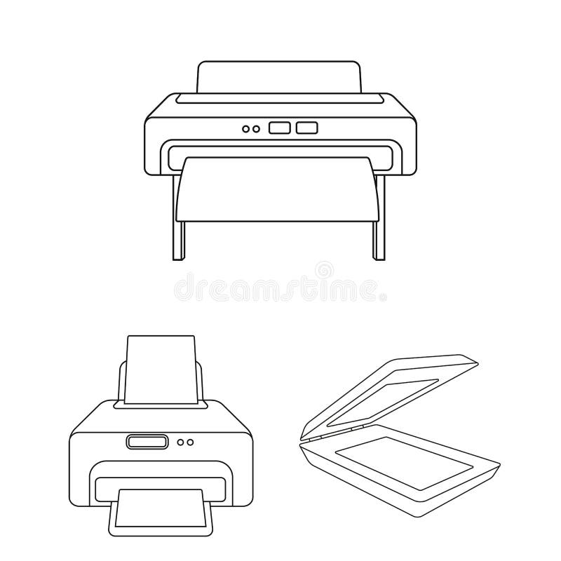Vector Design of Printer and Plotter Sign. Set of Printer and Machine ...