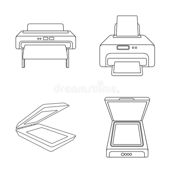 Vector Design of Printer and Plotter Symbol. Collection of Printer and ...