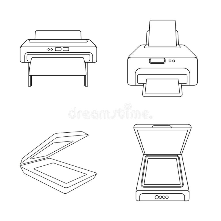Vector Design of Printer and Plotter Symbol. Collection of Printer and ...