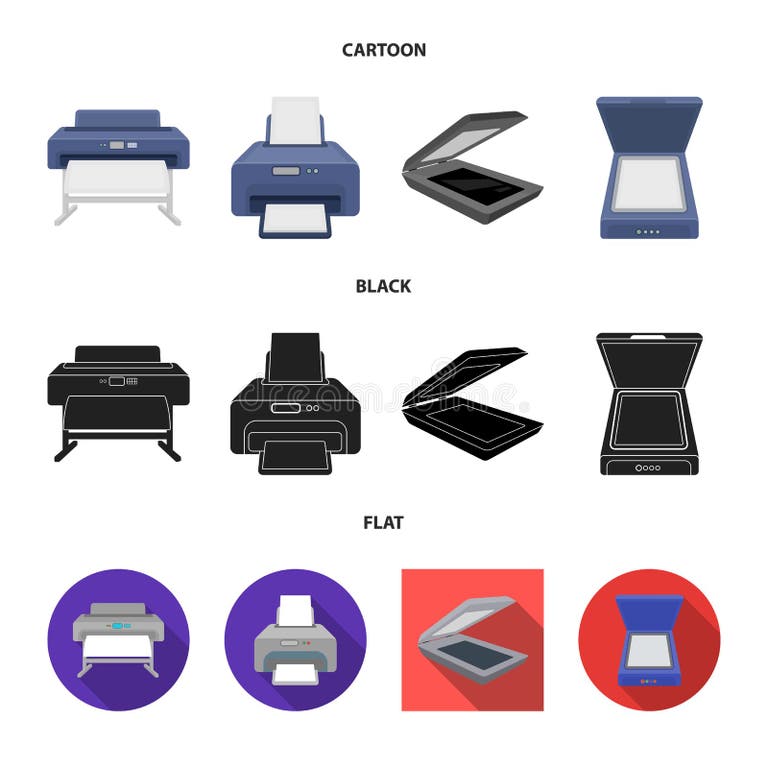 Isolated Object of Printer and Plotter Icon. Set of Printer and Machine ...