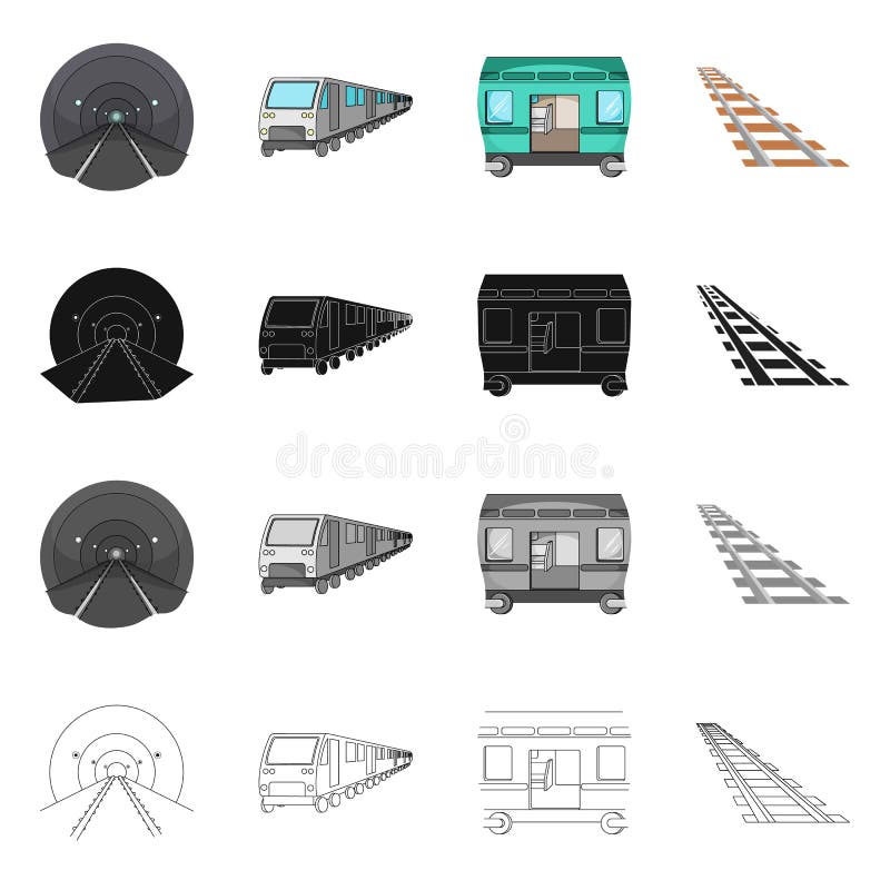 Isolated Object of Railroad and Train Symbol. Set of Railroad and Way ...