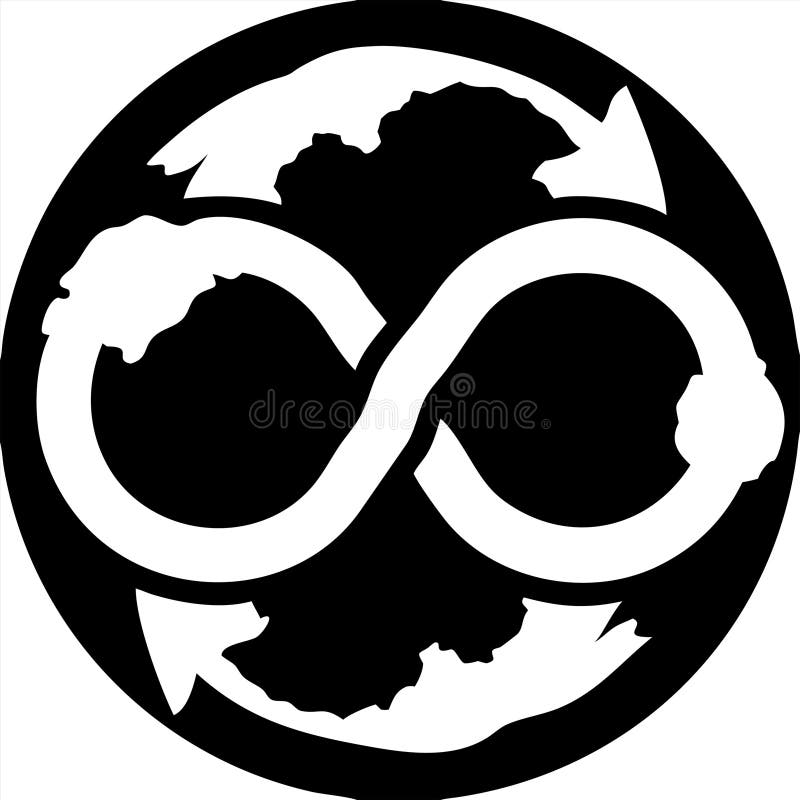 Infinite Recycling Symbol with Arrows and Earth Elements Vector Design ...