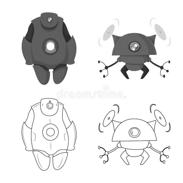 Isolated Object Of Robot And Factory Logo Collection Of Robot And