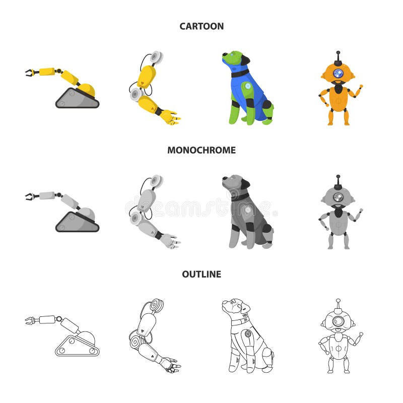 Isolated Object Of Robot And Factory Sign Collection Of Robot And