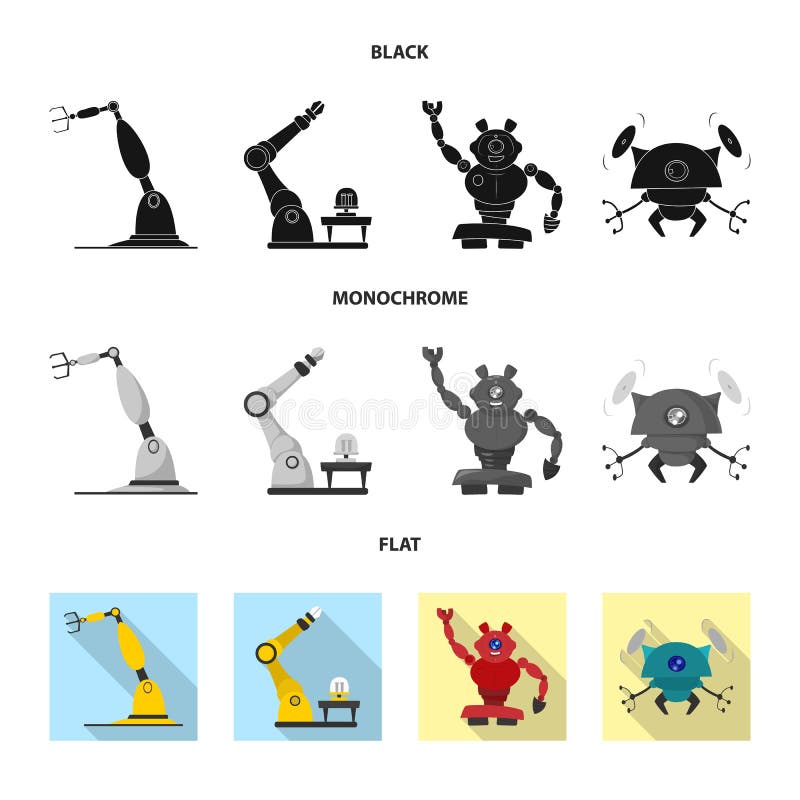 Isolated Object Of Robot And Factory Sign Collection Of Robot And