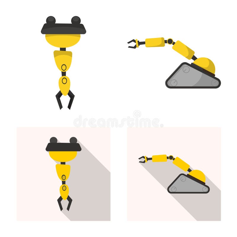 Isolated Object Of Robot And Factory Sign Collection Of Robot And