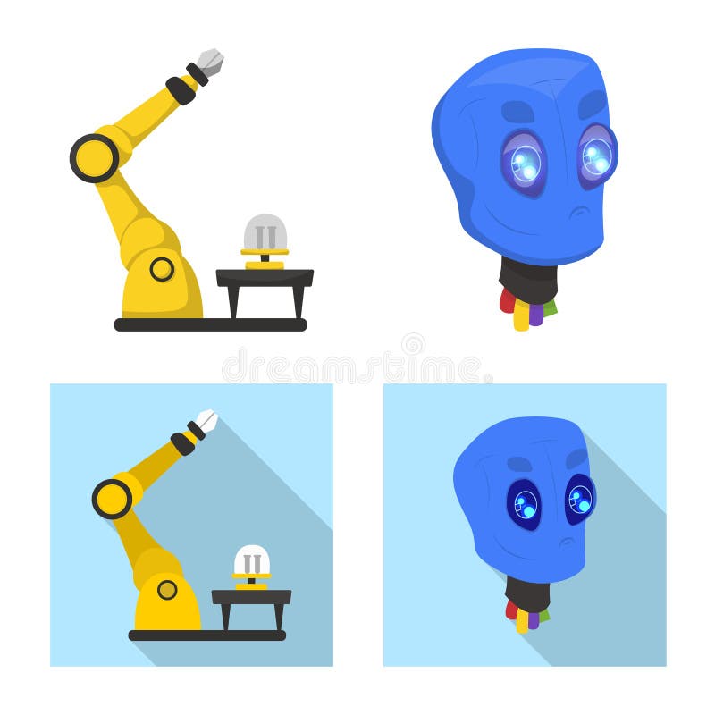 Isolated Object Of Robot And Factory Sign Collection Of Robot And