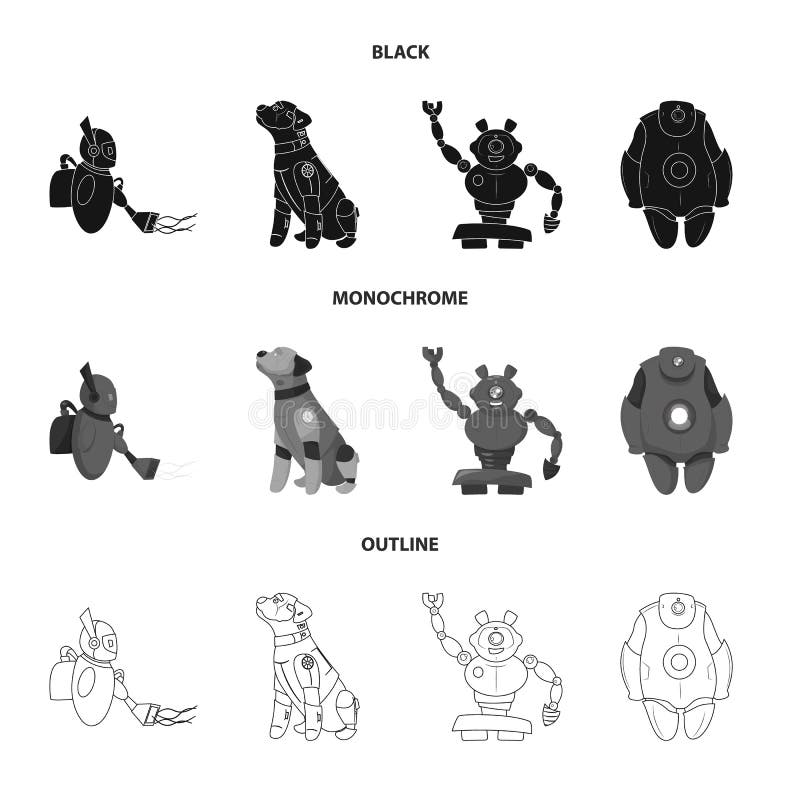 Vector Design Of Robot And Factory Sign Set Of Robot And Space Vector