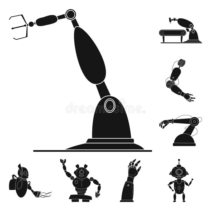 Isolated Object Of Robot And Factory Symbol Collection Of Robot And