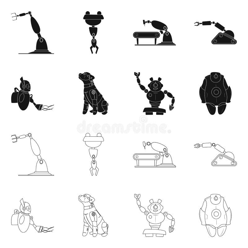 Isolated Object Of Robot And Factory Symbol Collection Of Robot And