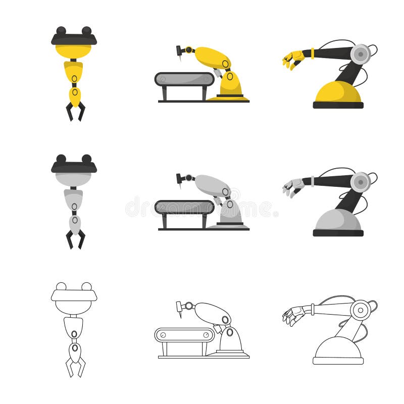 Isolated Object Of Robot And Factory Symbol Collection Of Robot And