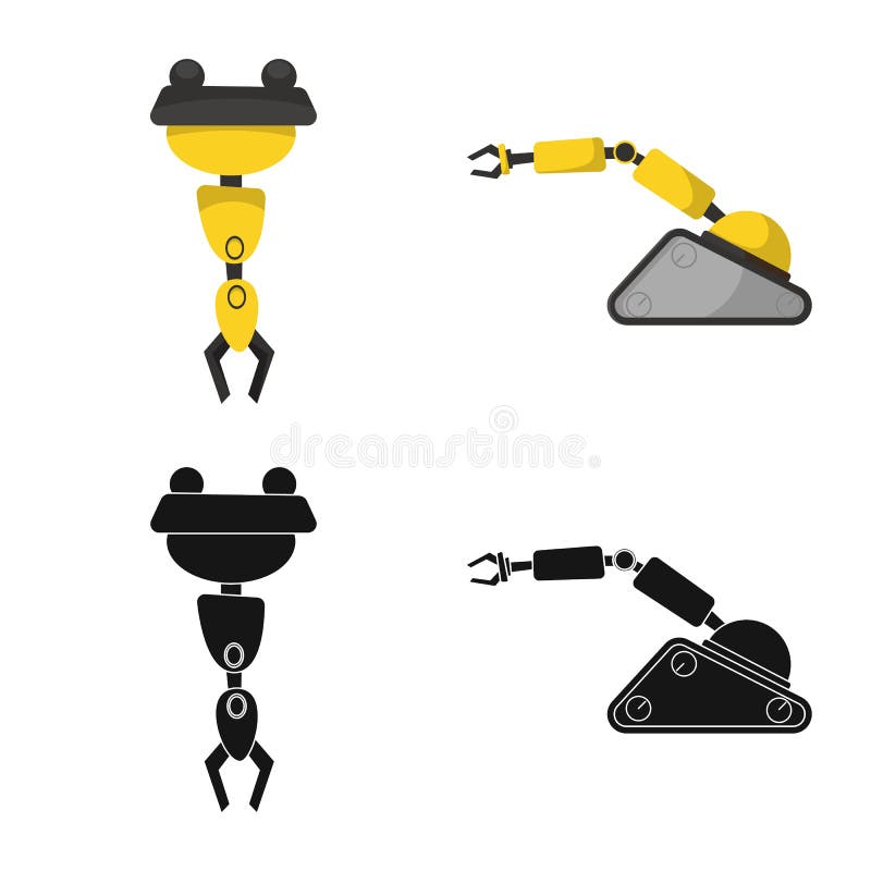 Isolated Object Of Robot And Factory Icon Set Of Robot And Space Stock