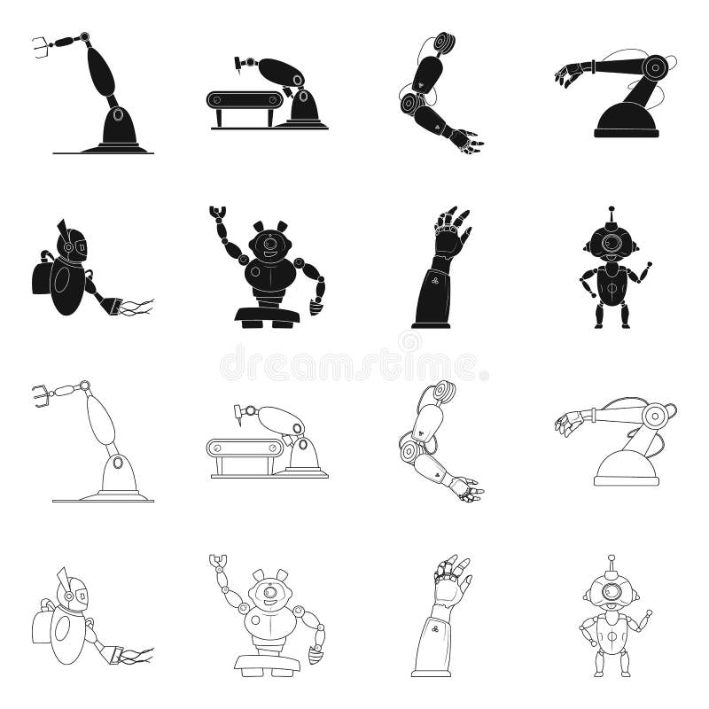 Isolated Object Of Robot And Factory Icon Collection Of Robot And