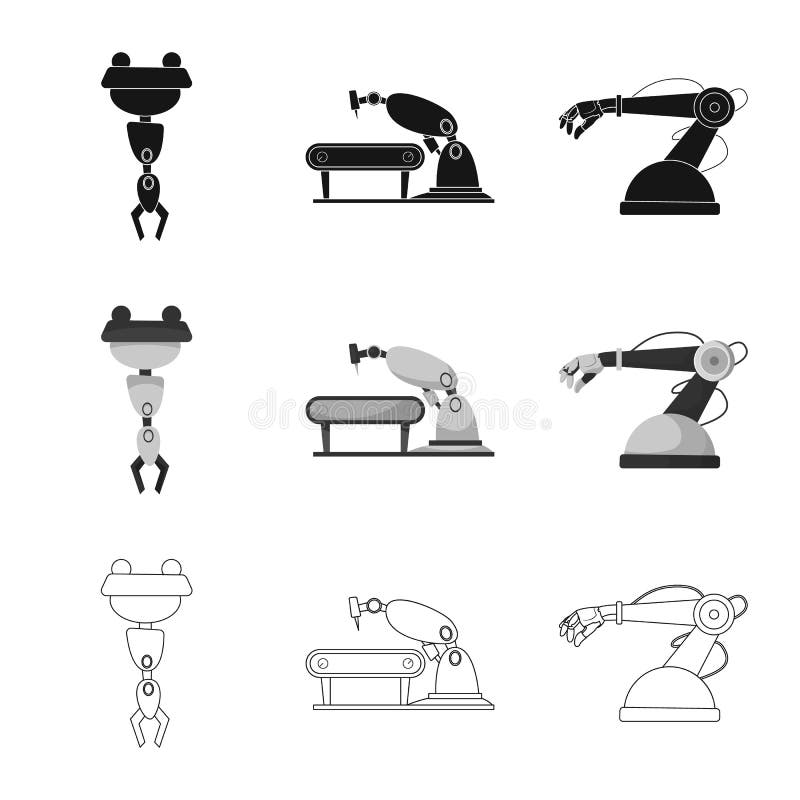 Isolated Object Of Robot And Factory Icon Collection Of Robot And