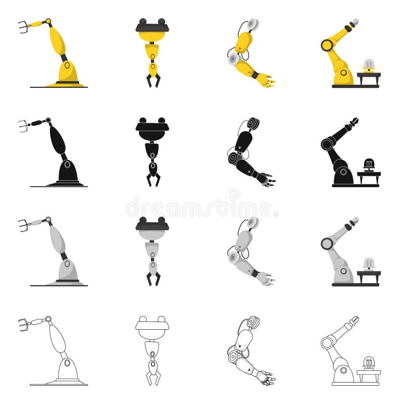 Isolated Object Of Robot And Factory Icon Collection Of Robot And