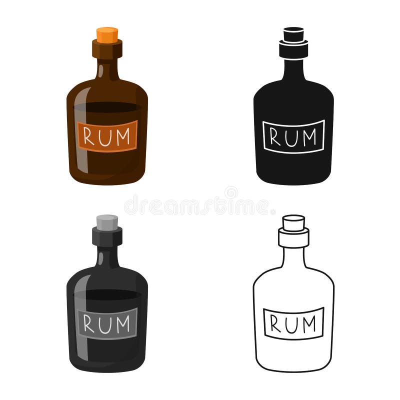 Vector Design of Rum and Bottle Logo. Set of Rum and Stopper Stock ...