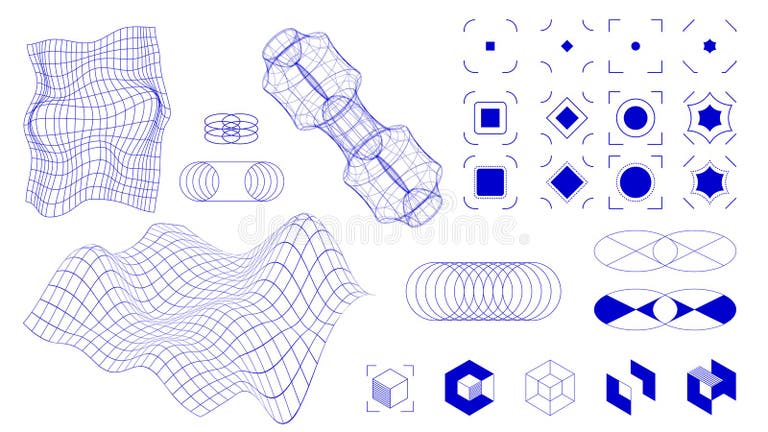 Vector Design. Set of Structured Geometric Patterns, Including ...