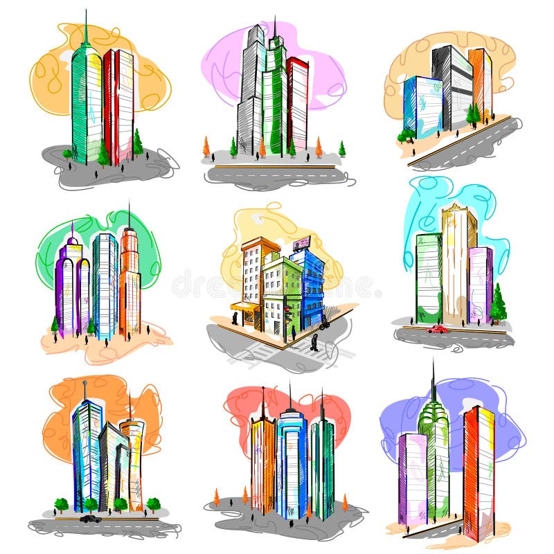 Vector Design of Skyscraper Building Tower Stock Vector - Illustration ...